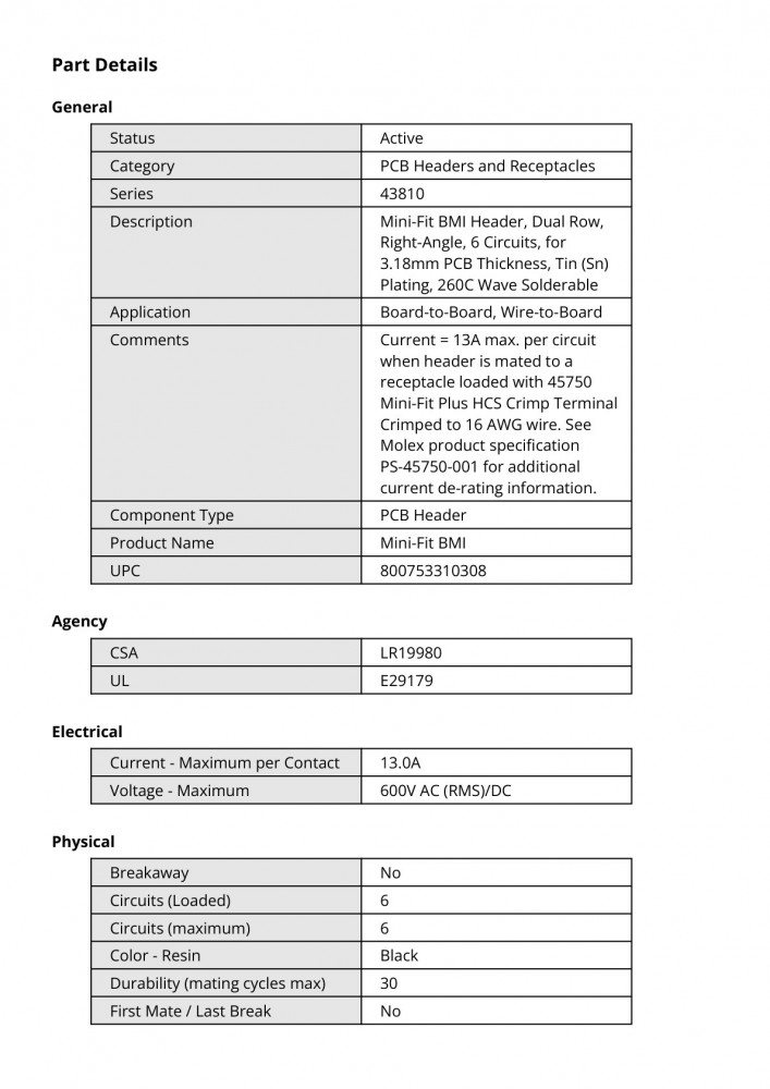 MOLEX 438100332 technical document page 2