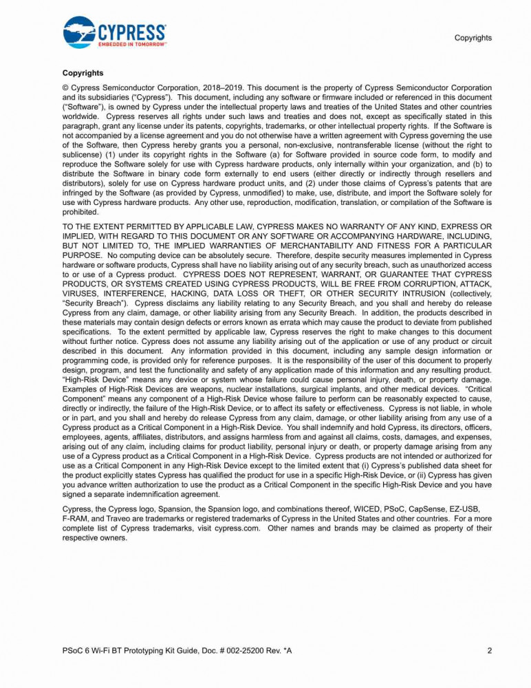 CY8CPROTO-062-4343W guide page 2