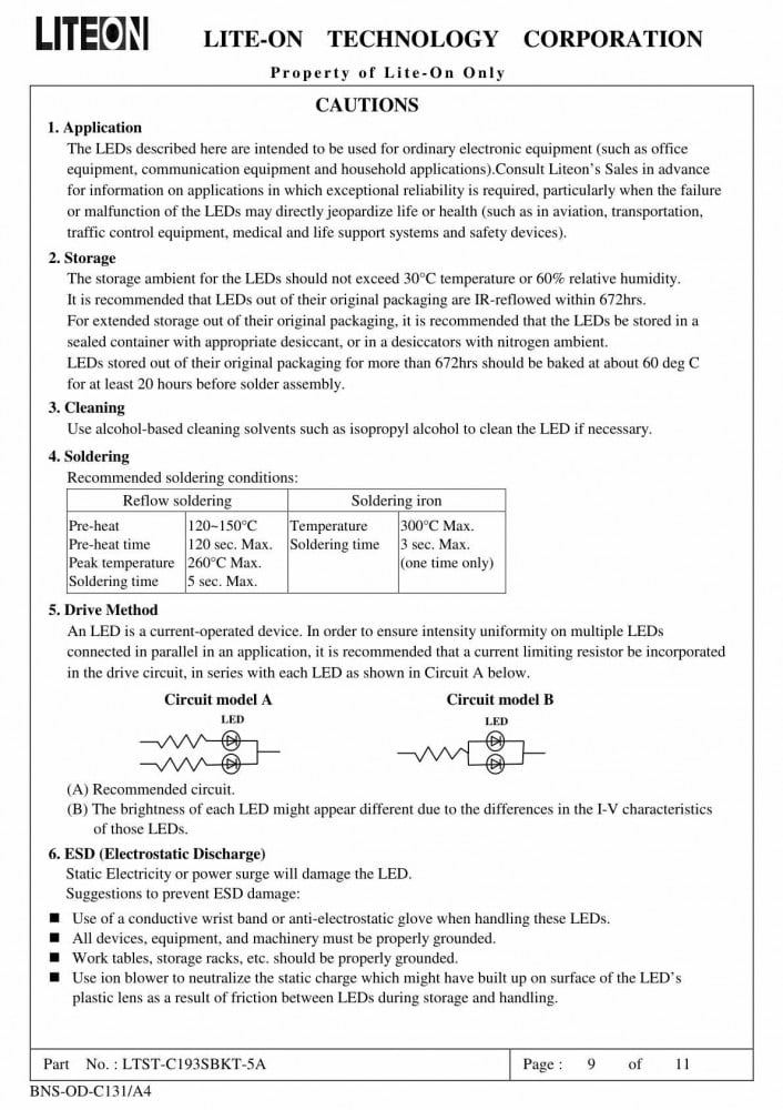 LTST-C193SBKT-5A datasheet page 9