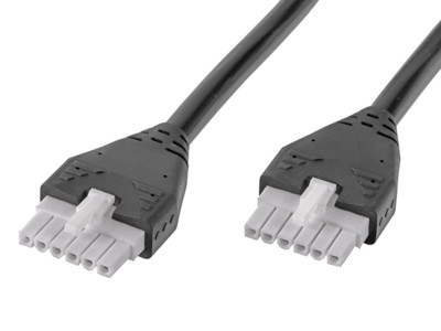 Mini-Fit Jr. Female-to-Mini-Fit Jr. Female Off-the-Shelf (OTS) Overmolded Cable Assembly, Single Row, 1.0m Length, 6 Circuits, Black for sale