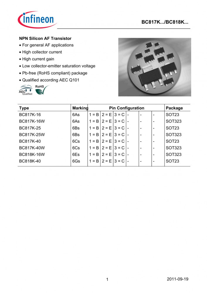 BC817K25E6327HTSA1 datasheet page 1