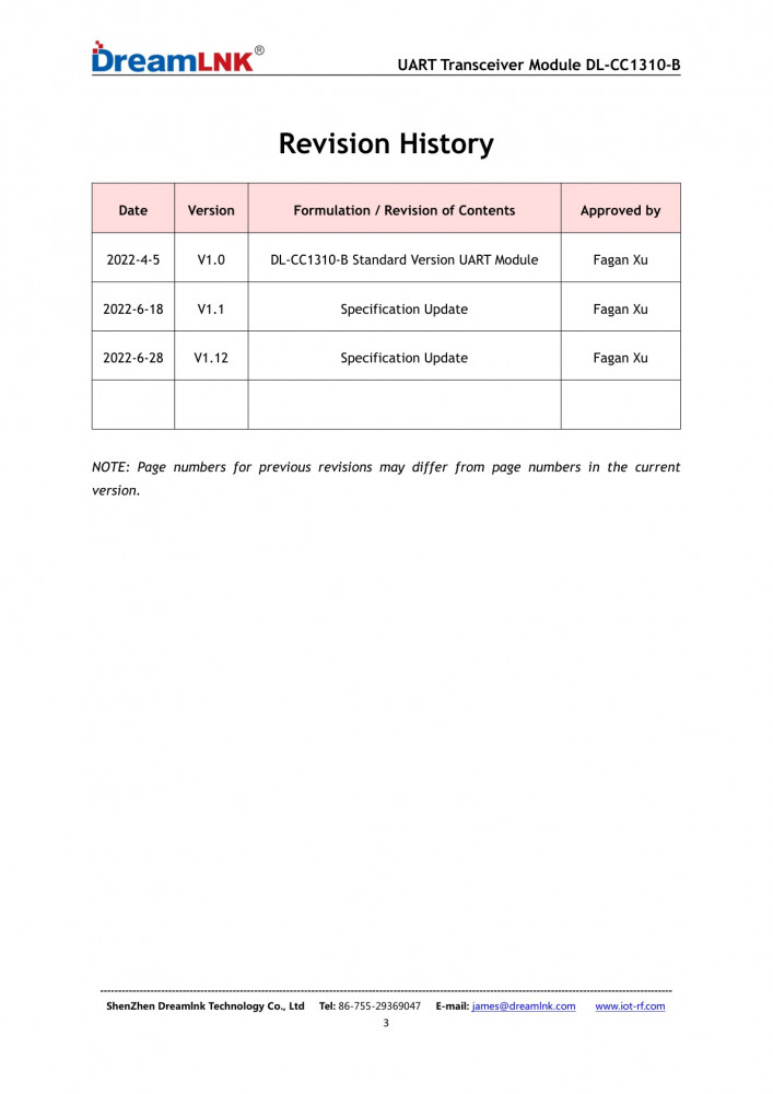 DL-CC1310-B-433 datasheet page 3