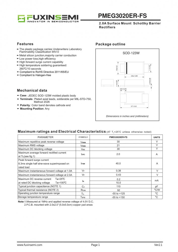 PMEG3020ER-FS datasheet page 1