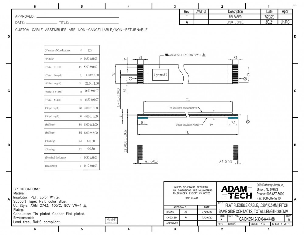 ADAM TECH CA-DK05-12-30.0-A-44-88 technical document preview