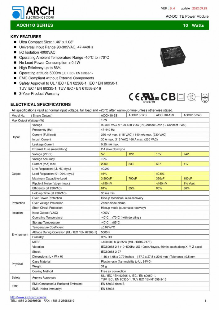 AOCH10-12S datasheet page 1