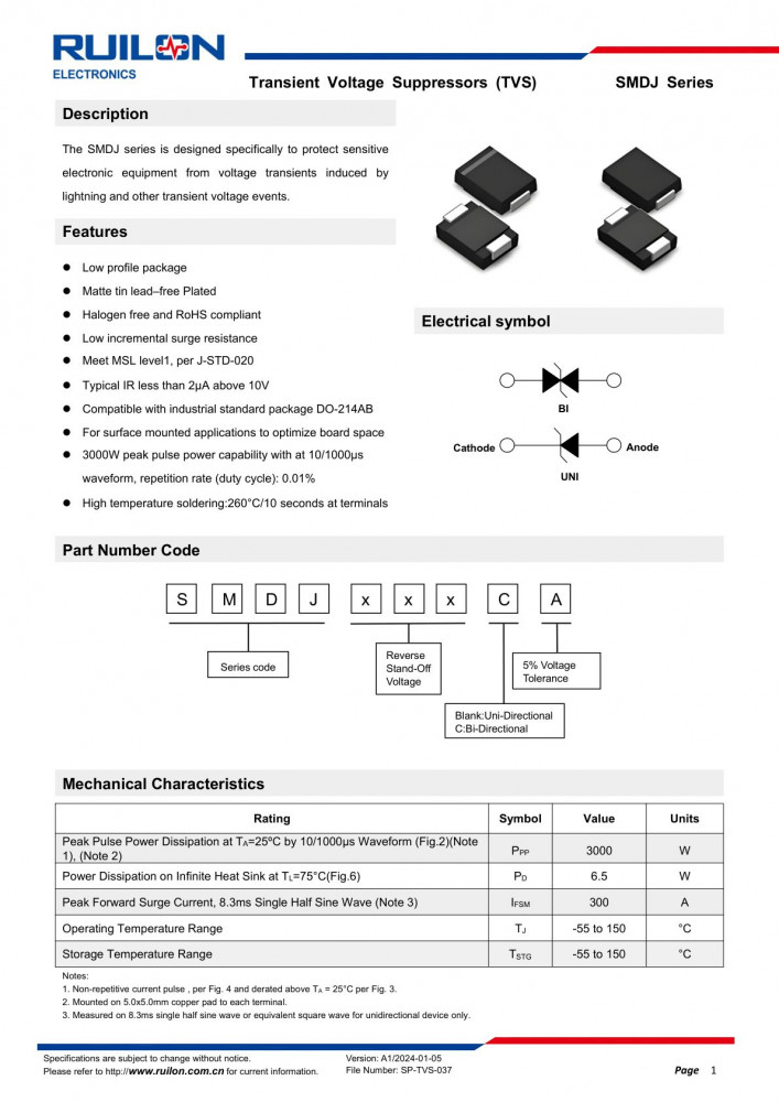 SMDJ series datasheet page 1