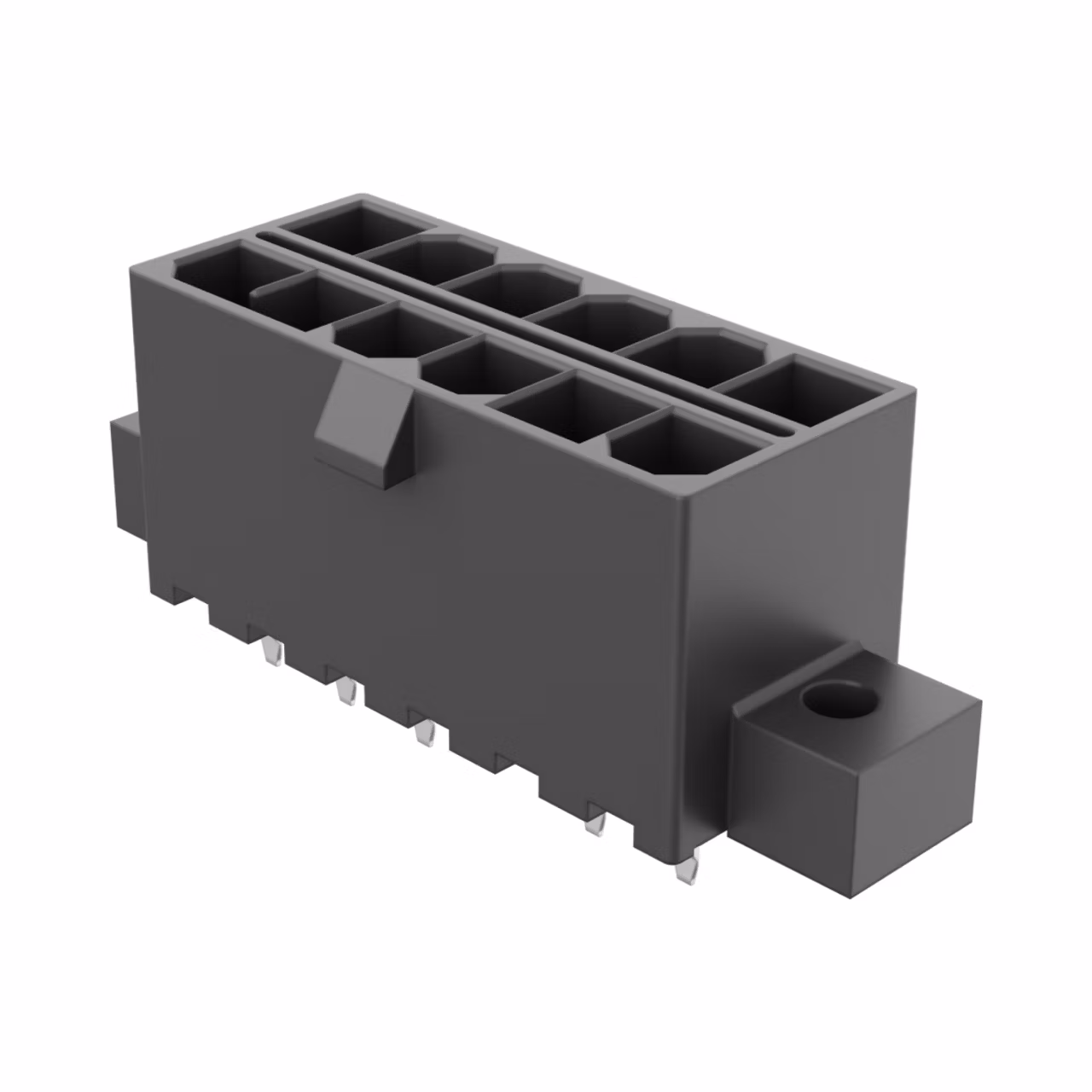 Mini-Fit Jr. First Mate / Last Break Header, 4.20mm Pitch, Dual Row, Vertical, 12 Circuits, Circuit 10 Voided, Polyester, UL94V-0, Gold (Au) Plating, Black for sale