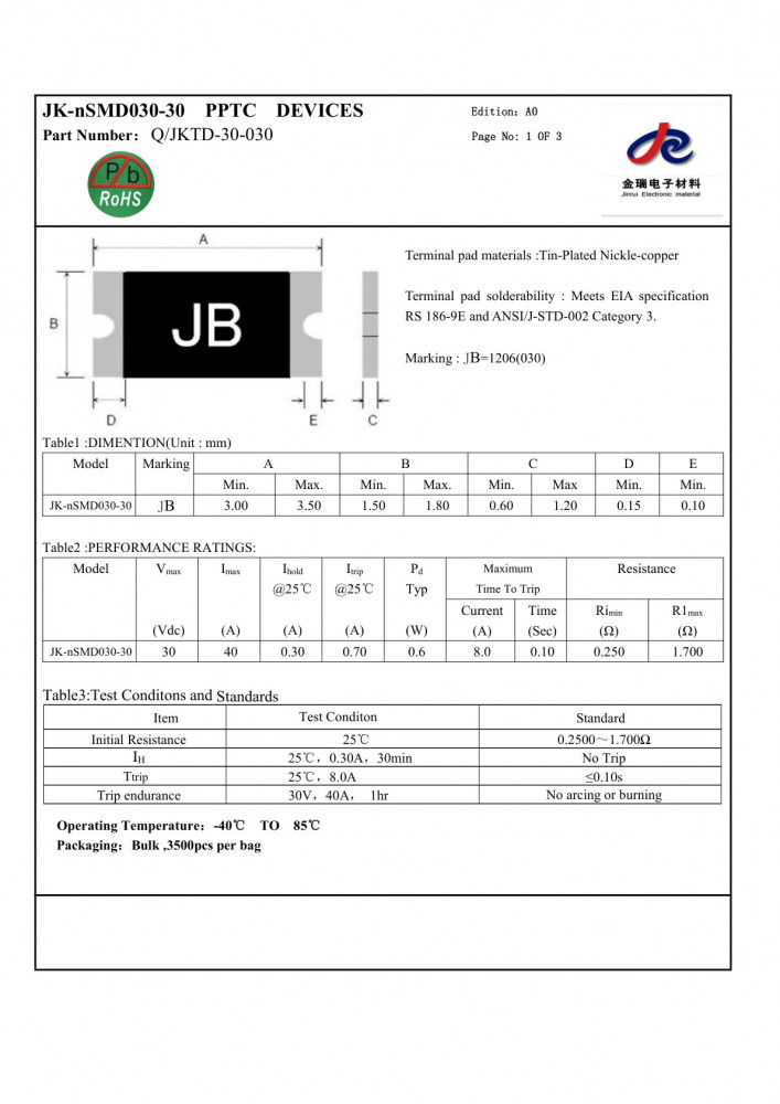 JK-nSMD030-30 datasheet page 1