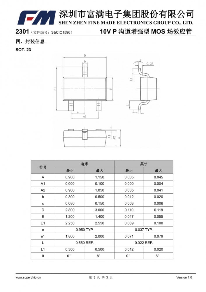 FM SI2301 datasheet page 3