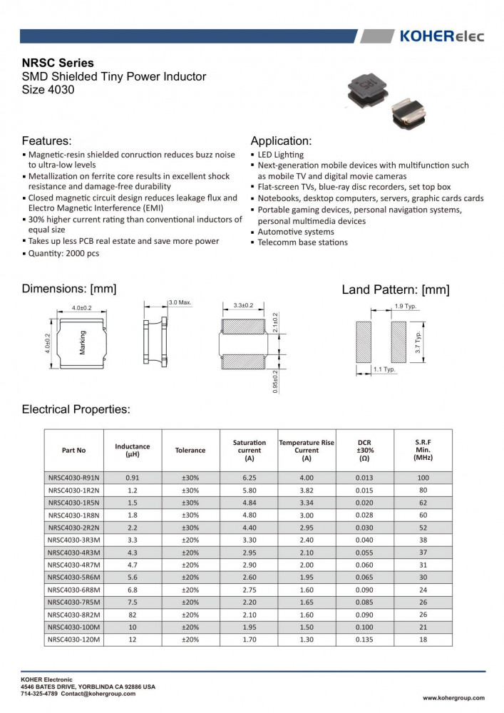 NRSC4030 series product features and application information