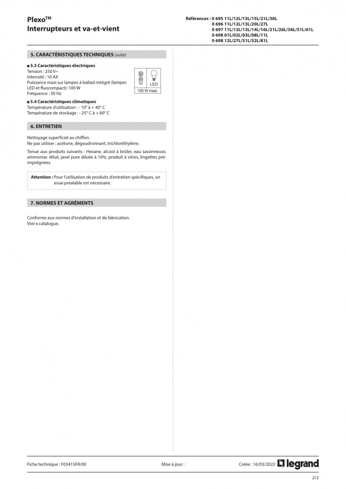 Legrand Plexo technical document page 2