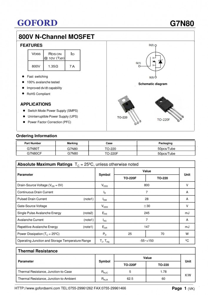 G7N80CF datasheet page 1
