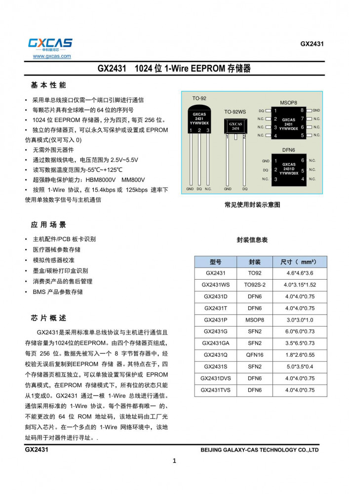 GX2431 documentation page 1