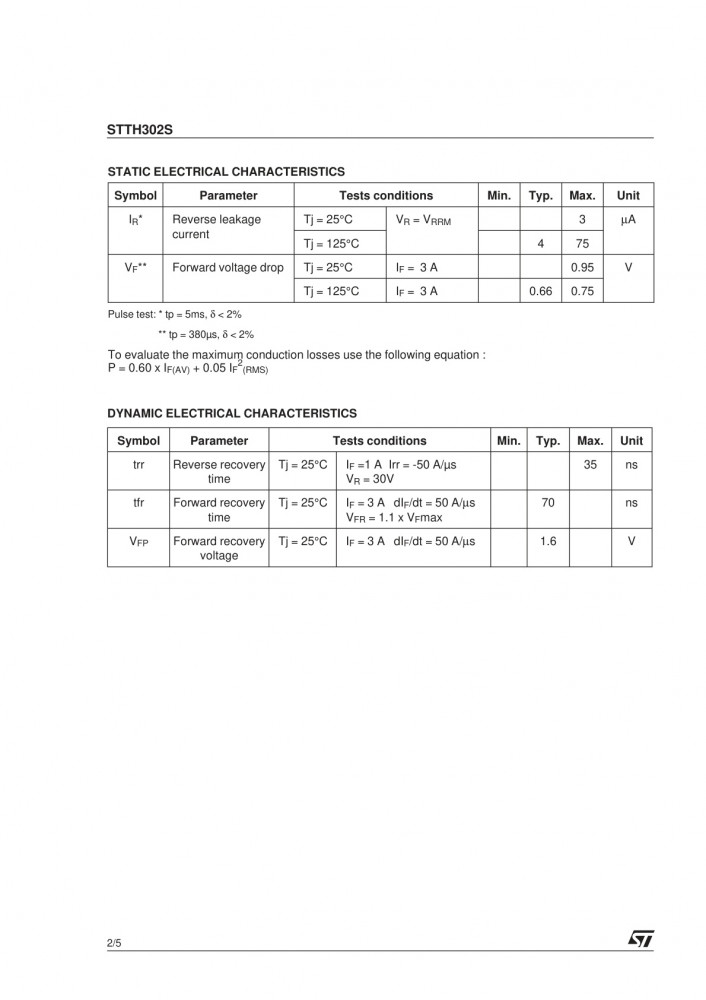 STTH302S datasheet page 2