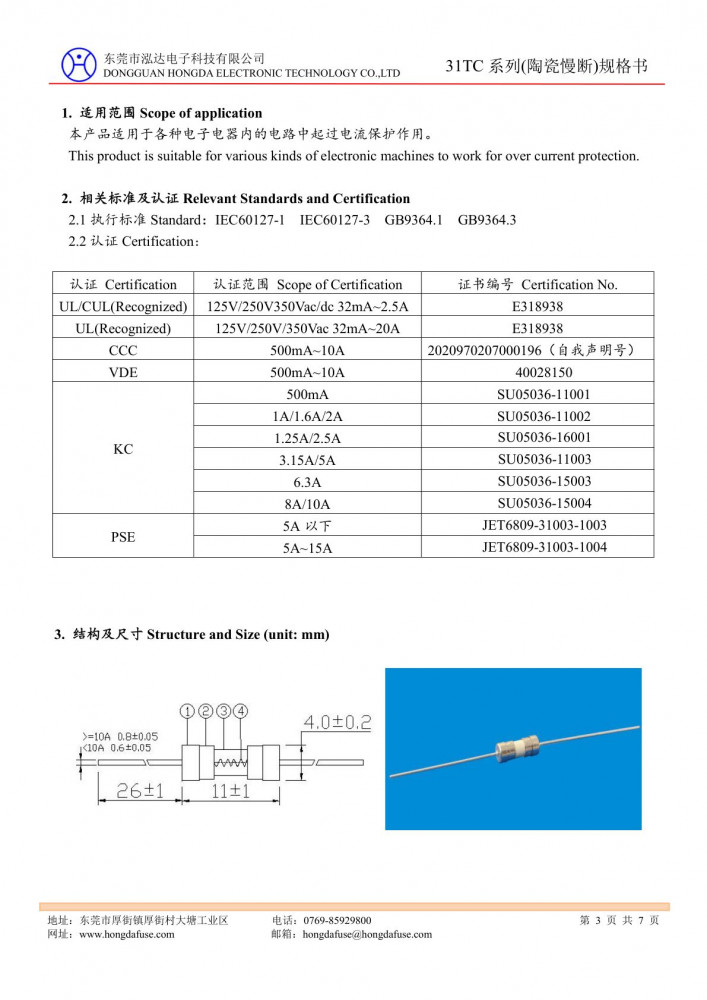 31TC T5A250V specification page 3