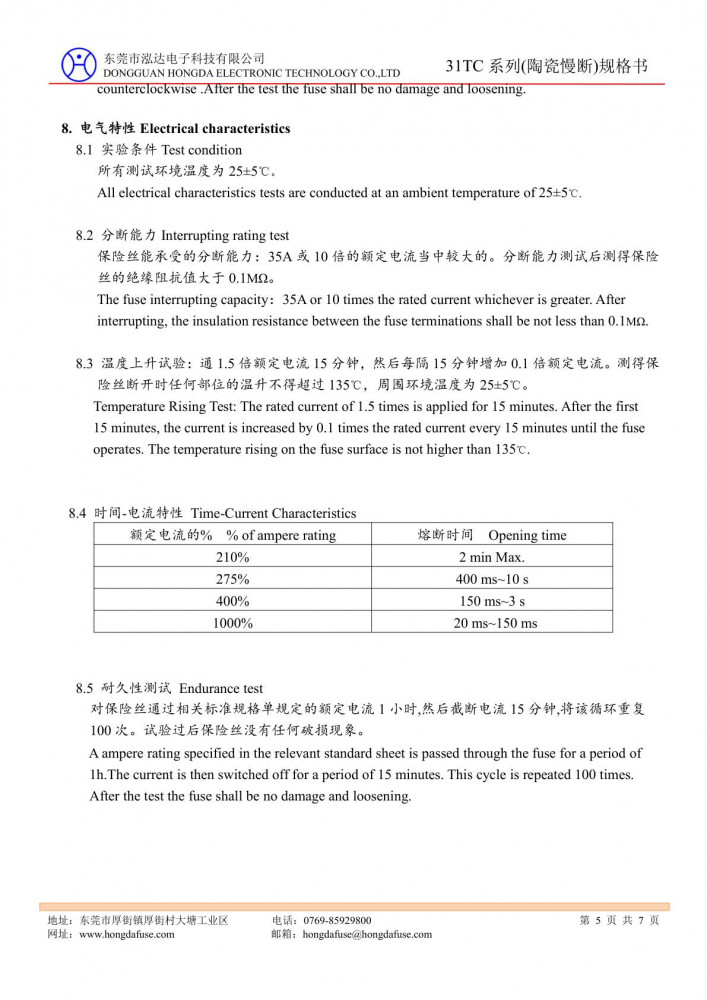 31TC T5A250V specification page 5