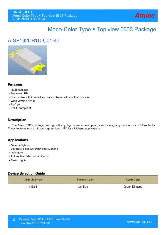 A-SP192DB1D-C01-4T datasheet page 2