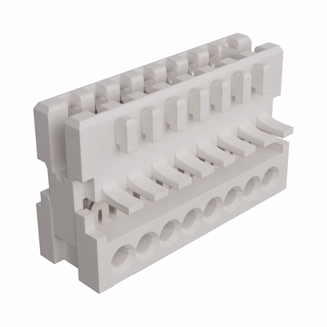 Appli-Mate RAST 2.5 IDT Housing, 2.50mm Pitch, Female, 8 Circuits, Beaded Terminal, Position Keys A & I Removed, Open Endwalls, Polarizing Rib Between Circuits 7 & 8 for sale