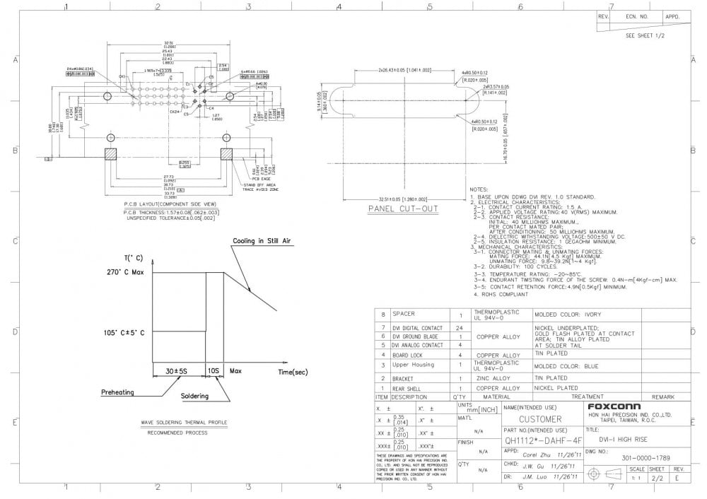 FOXCONN QH11121-DAHF-4F technical drawing page 2