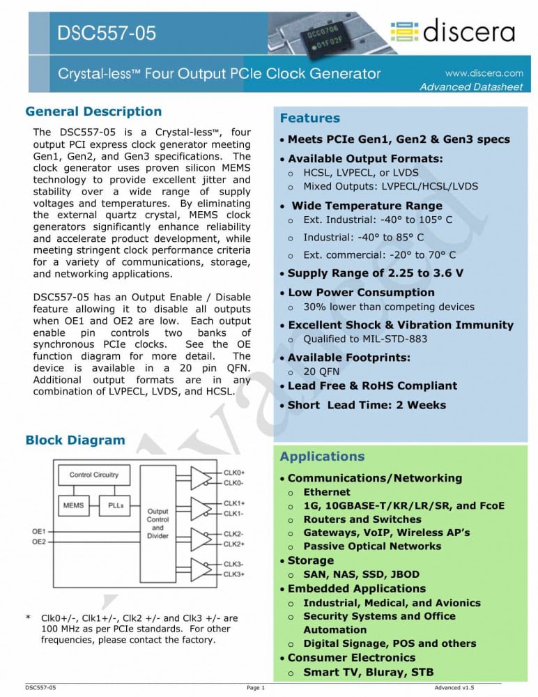 DSC557-054444KI1 datasheet page 1