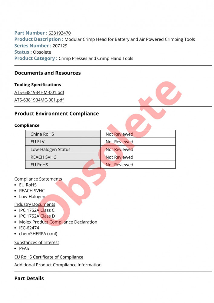 Tooling document preview, page 1