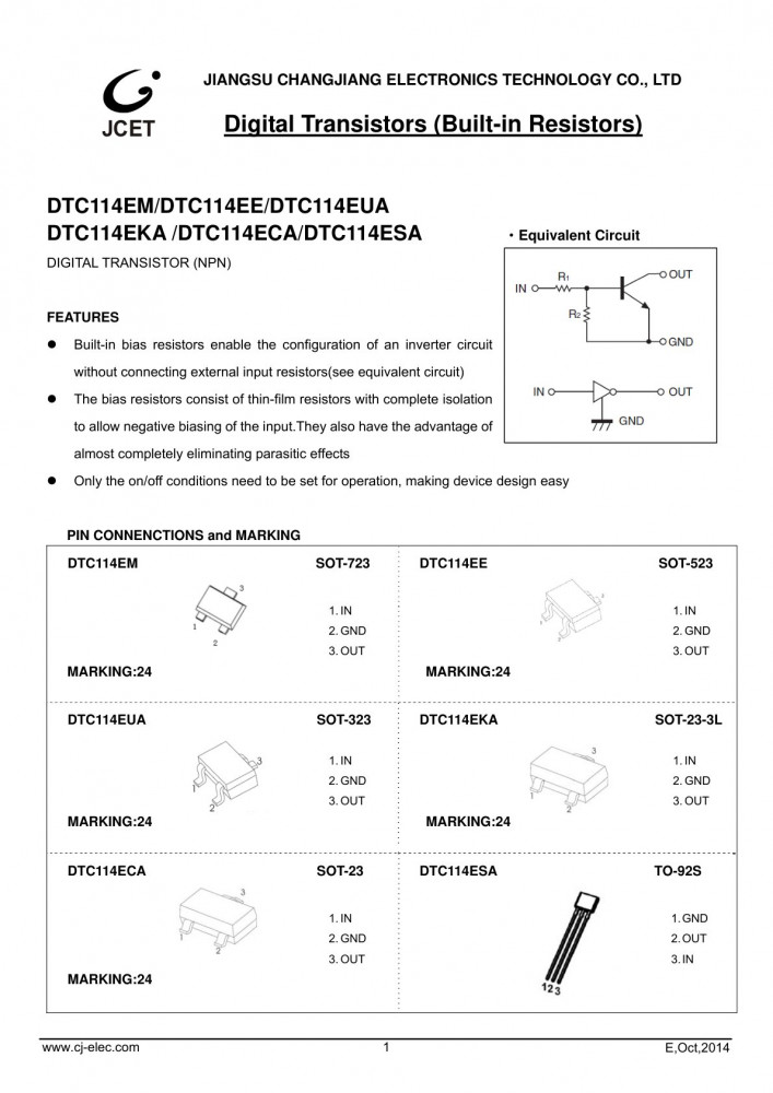 DTC114EUA datasheet page 1