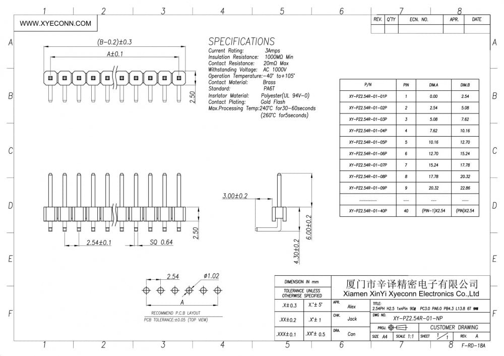 XY-PZ2.54R-01-40P technical drawing