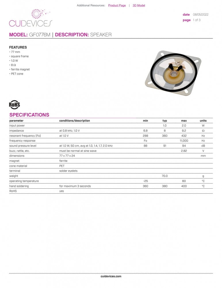 GF0776M product document page 1