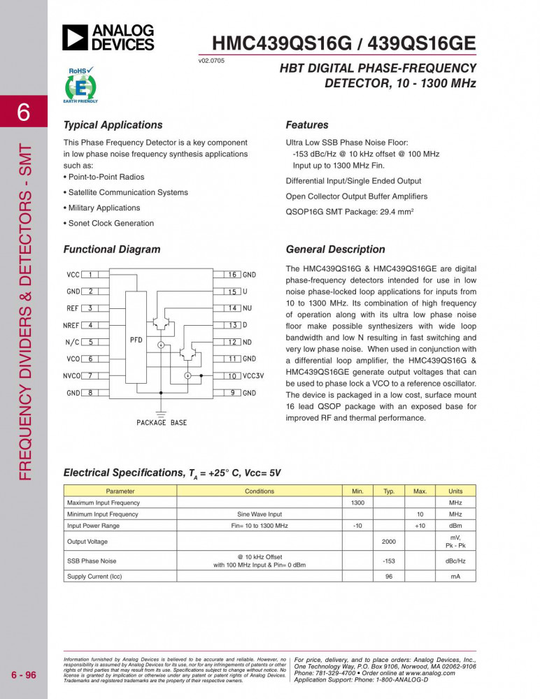 HMC439QS16GE datasheet page 1