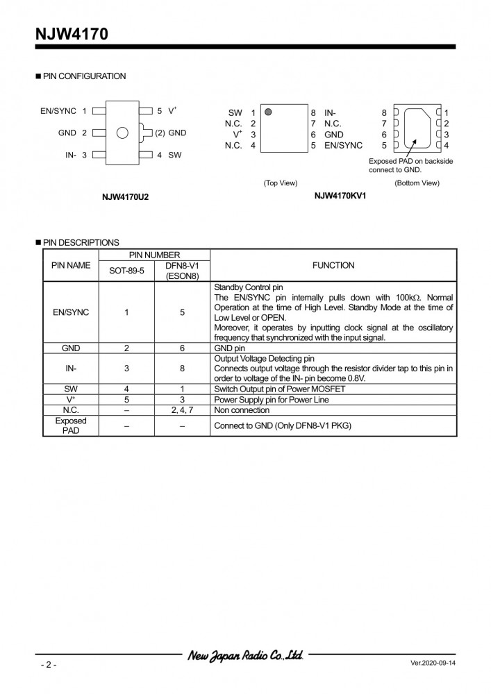 NJW4170 datasheet page 2