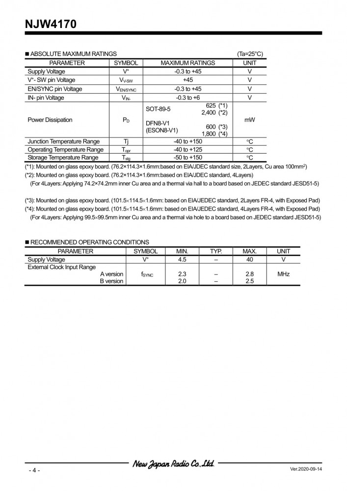 NJW4170 datasheet page 4