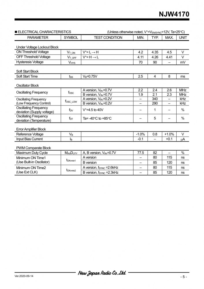 NJW4170 datasheet page 5