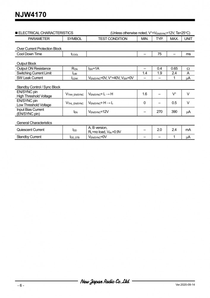 NJW4170 datasheet page 6
