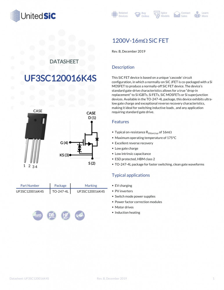 UF3SC120016K4S datasheet page 1