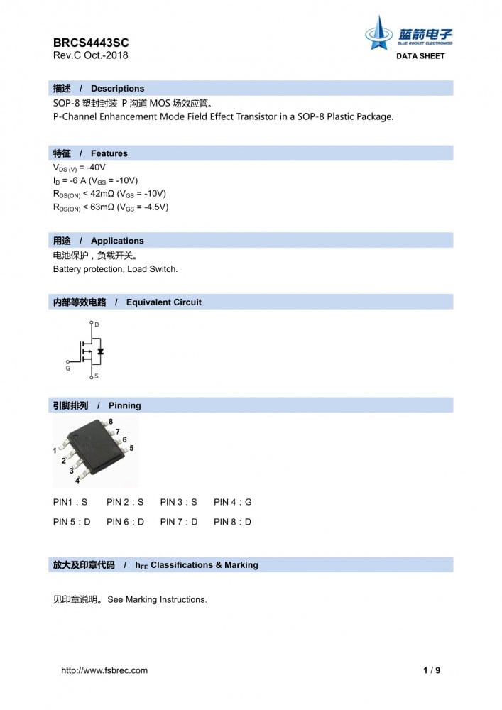 BRCS4443SC datasheet page 1
