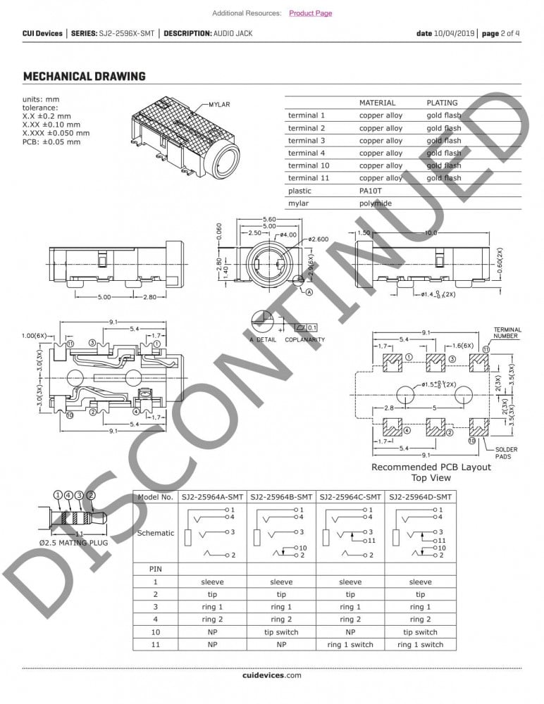 SJ2-25964B-SMT-TR datasheet page 2