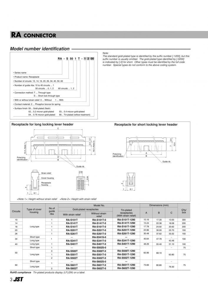 JST RA connector catalogue page 3