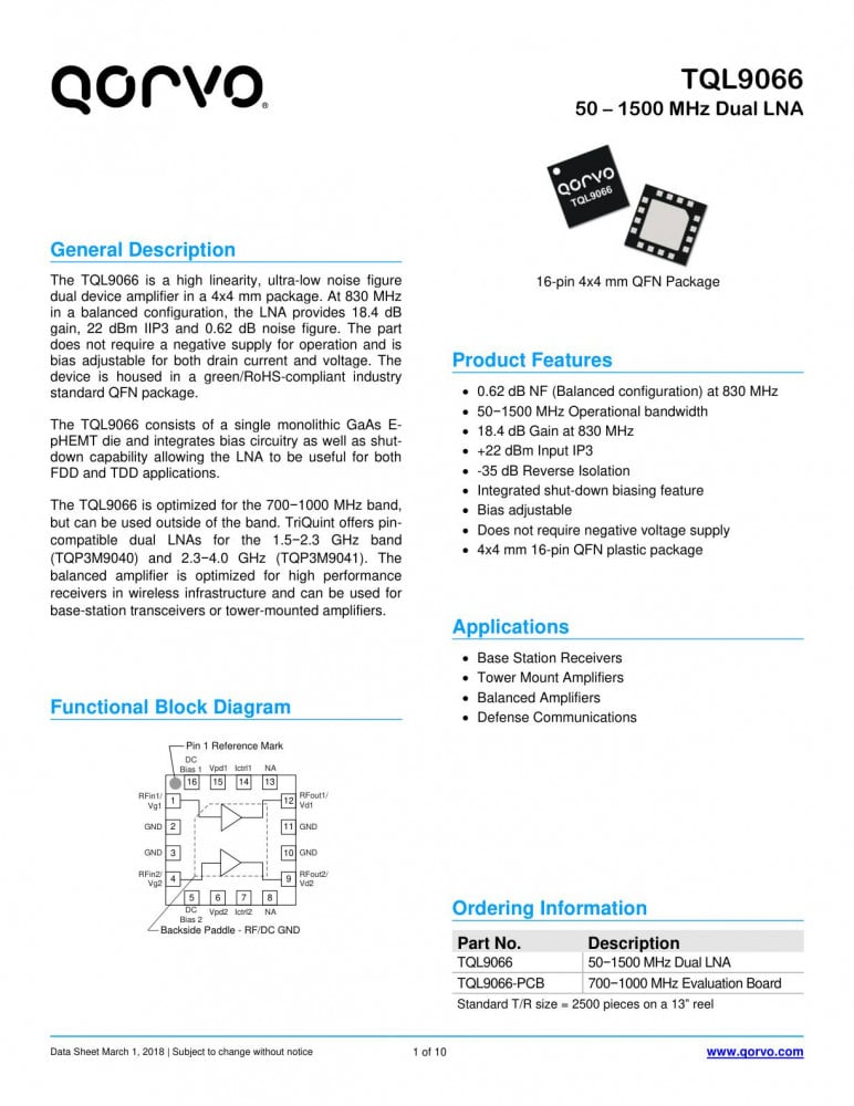 TQL9066 datasheet page 1