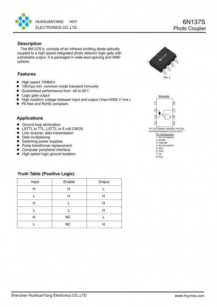 6N137S technical document page 1