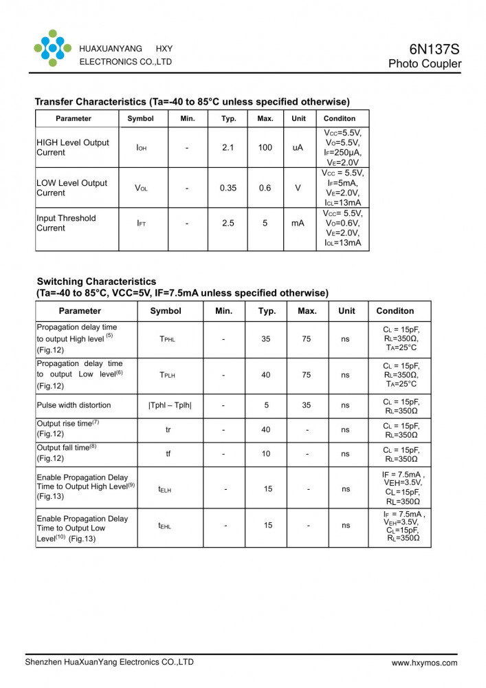 6N137S technical document page 3