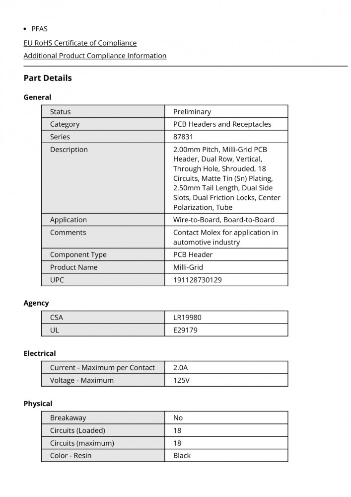 MOLEX 878311836 technical document image, page 2