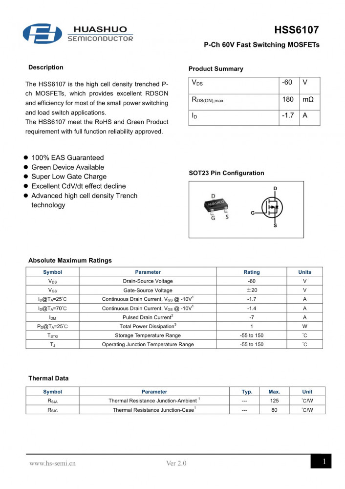 HSS6107 datasheet page 1