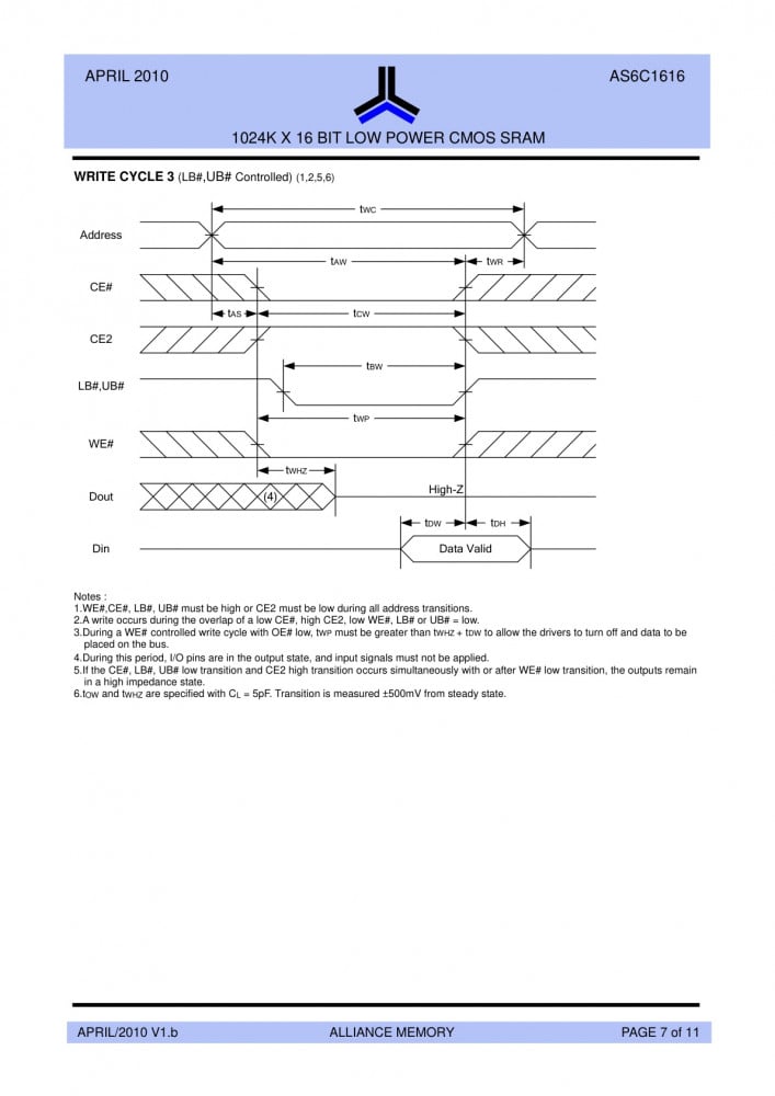 AS6C1616 datasheet page 7