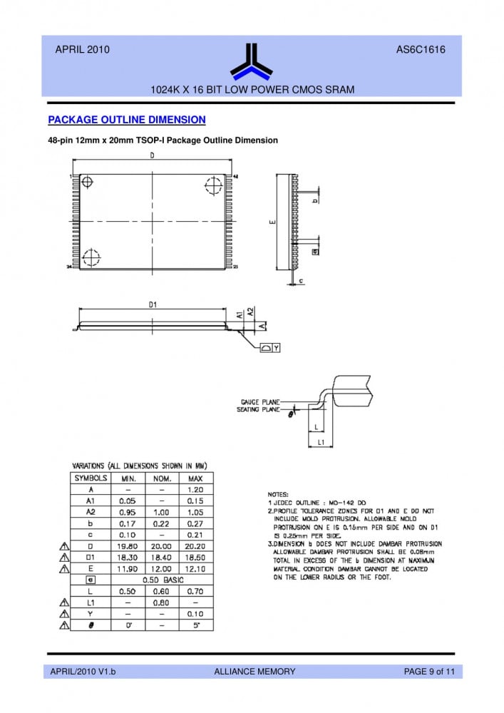 AS6C1616 datasheet page 9