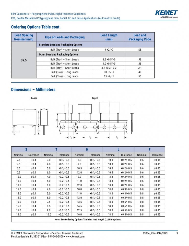 KEMET R76 datasheet page 3