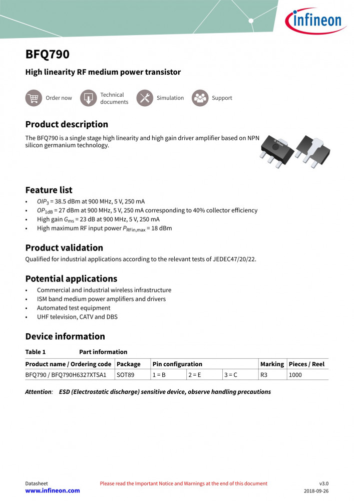 BFQ790 datasheet page 1