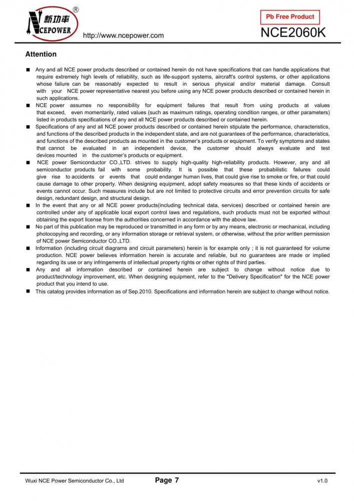NCE2060K datasheet page 7