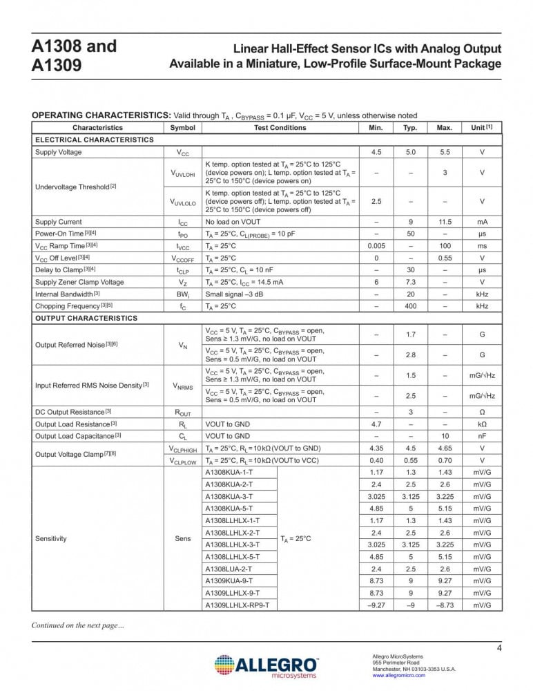 A1308 datasheet page 4