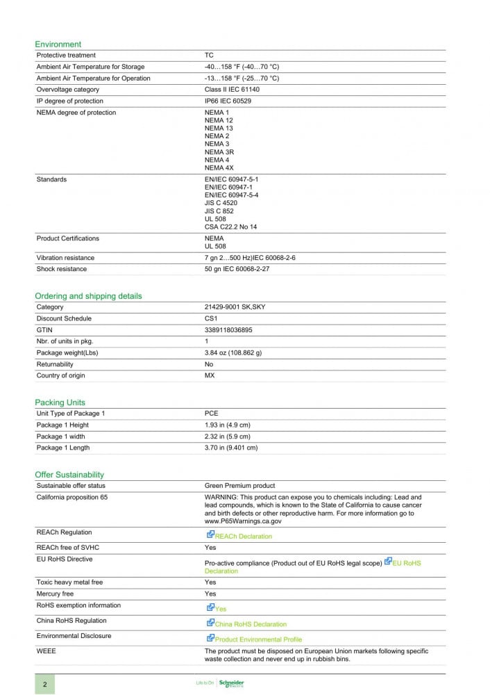 9001SKR25RH13 technical document page 2