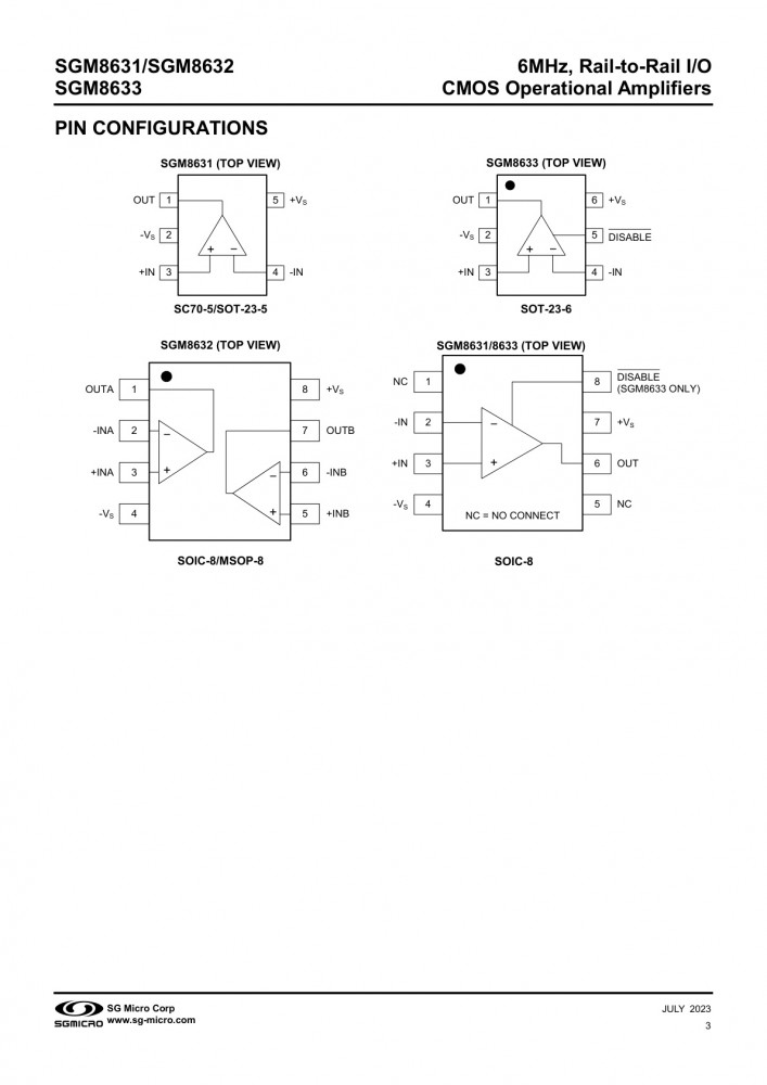 SGM8633 datasheet page 3